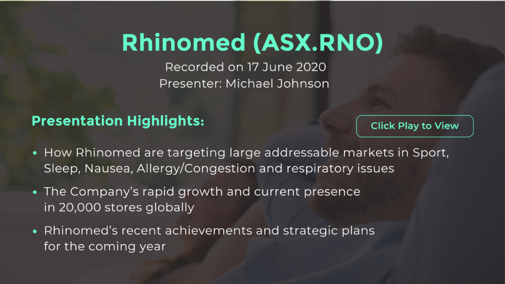 Rhinomed Investor Briefing - 17 June - Webcast