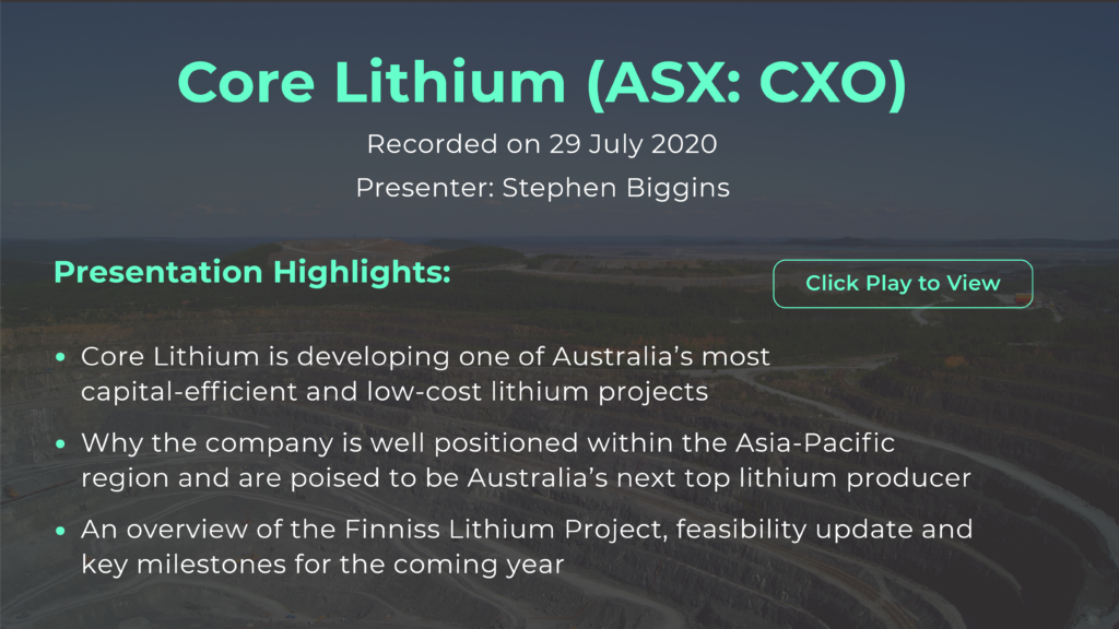 Core Lithium Investor Briefing - 29 July - Webcast