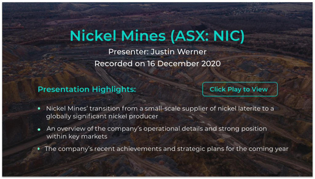 Nickel Mines Investor Briefing - 16 December - Webcast